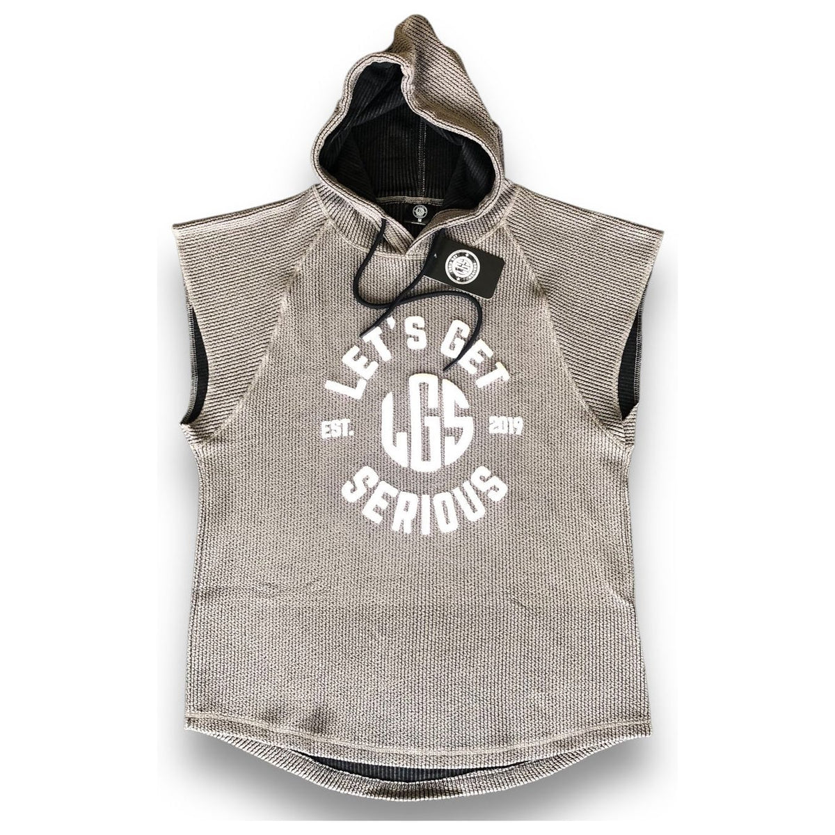 Grey Ribbed Sleeveless Hoodie – LGS Activewear